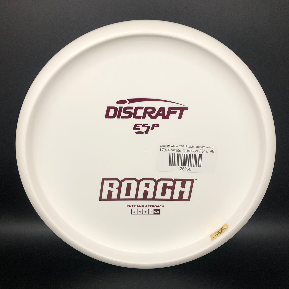 Discraft White ESP Roach - bottom stamp – Maverick Disc Golf